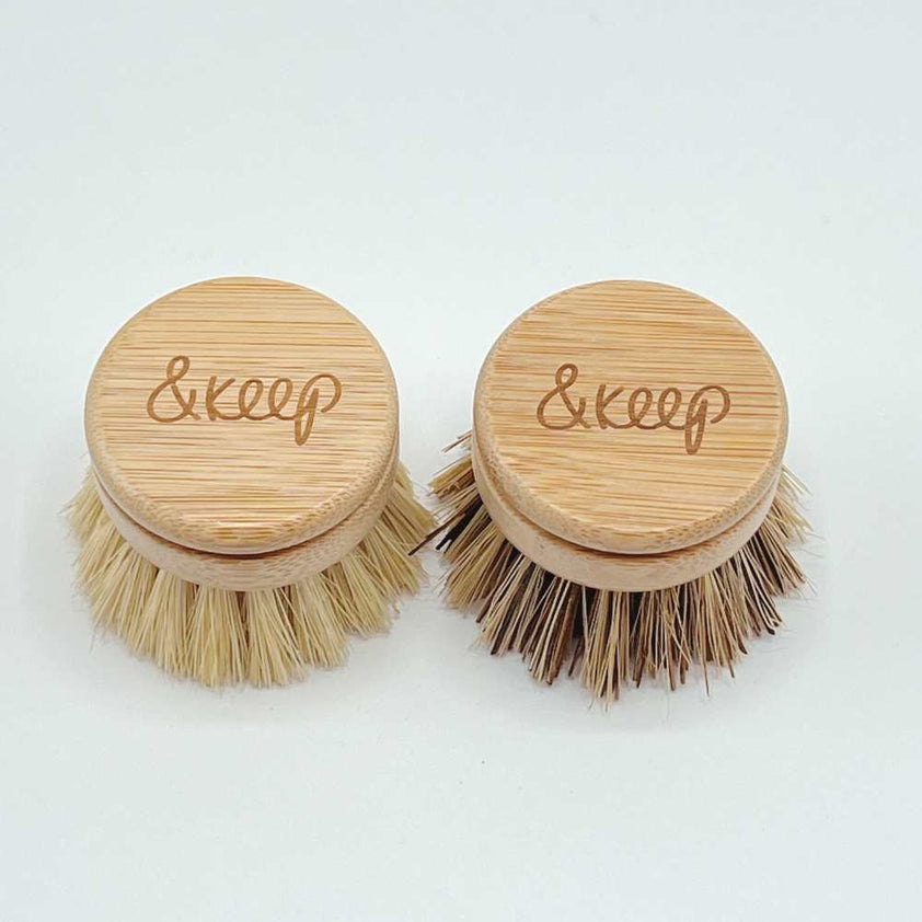 &Keep Replacement Dish Brush Head Plant Bristles Medium Stiff | &Keep