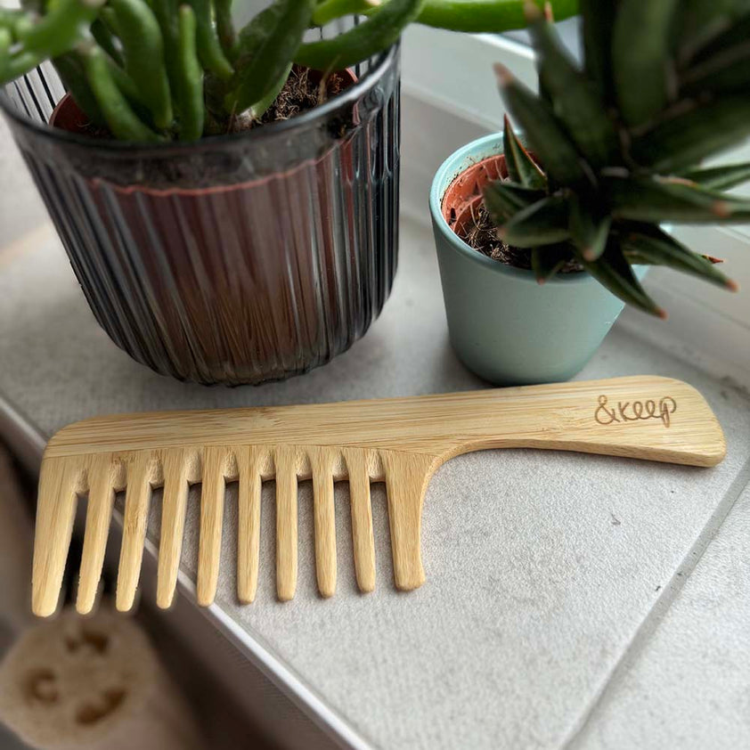 &Keep Bamboo Comb with Handle Sustainable Plastic-Free Natural Haircare ...