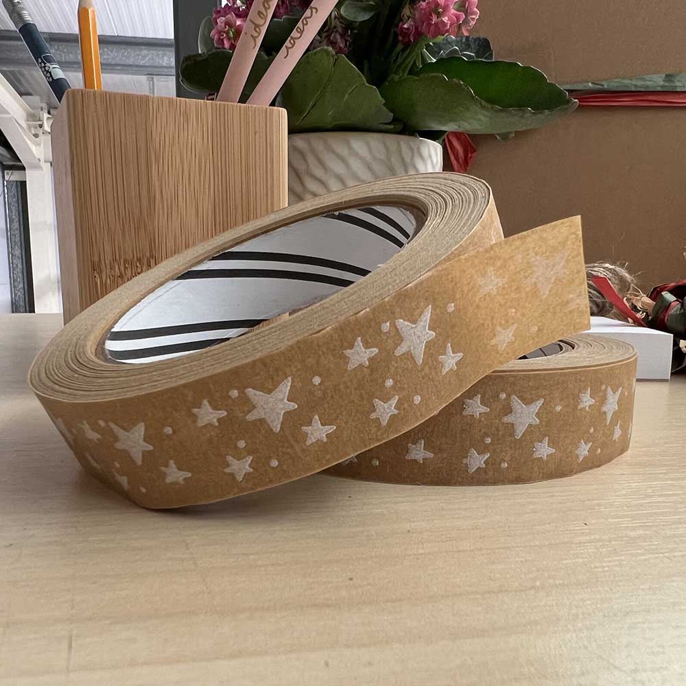 Stars Printed Biodegradable Paper Tape 24mmx50m Sustainable| &Keep