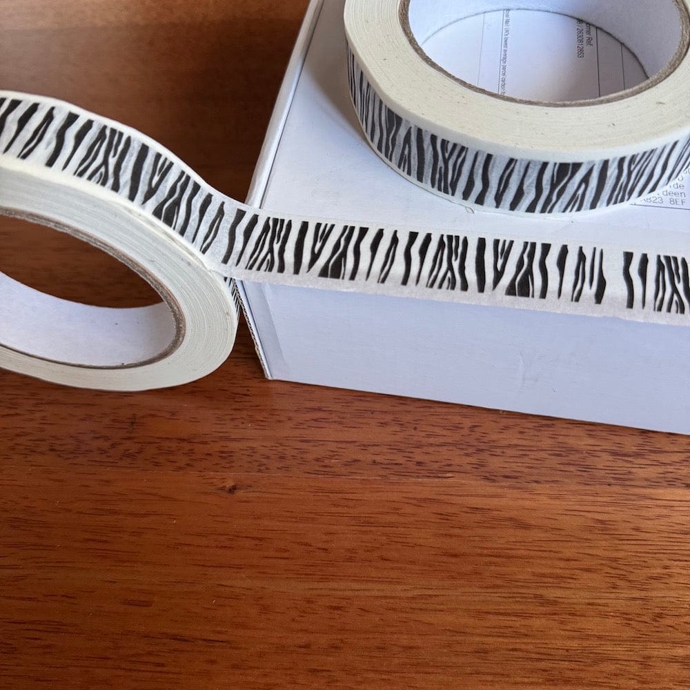 Zebra Print Paper Tape 24mm x 50m Gifting Decorative Eco Vegan | &Keep