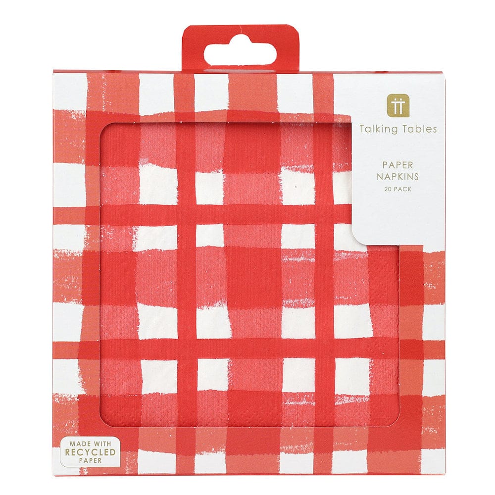 Talking Tables Red & White Check Paper Napkins 20 Pack Eco | &Keep
