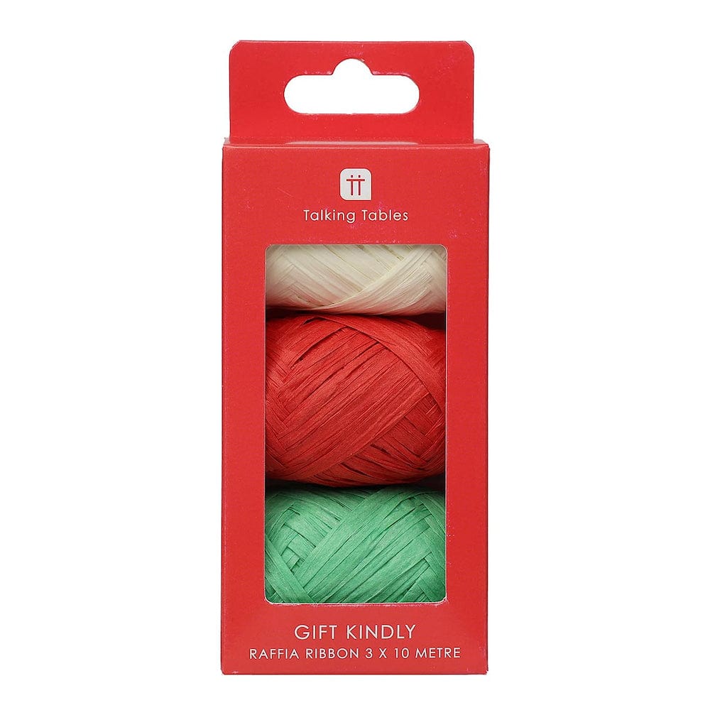 Christmas Raffia Ribbon Set 3 x 10m Biodegradable Plastic Free | &Keep