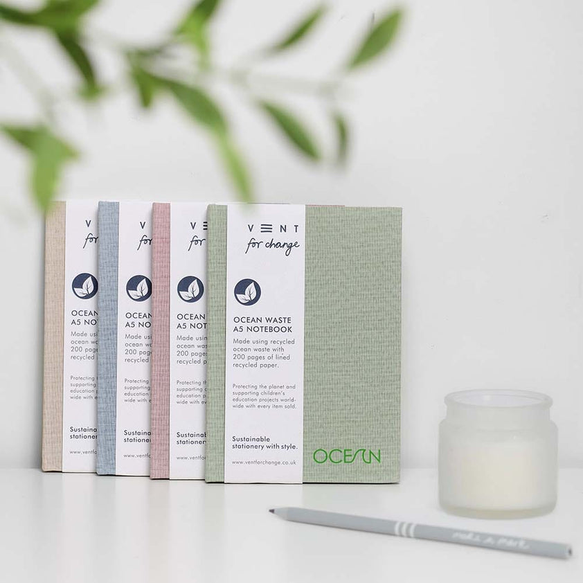 OCEAN Recycled Ocean Plastic Notebook A5 4 Colours Repurposed | &Keep
