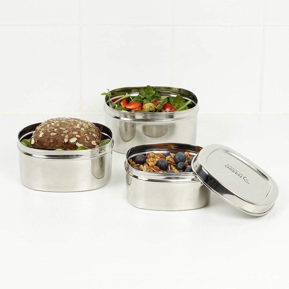 Stainless Steel Set of 3 Square Containers | A Slice of Green | &Keep