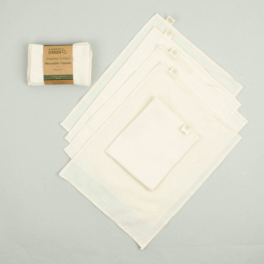Organic Cotton Reusable Tissues - 5 Pack Washable Compostable | &Keep